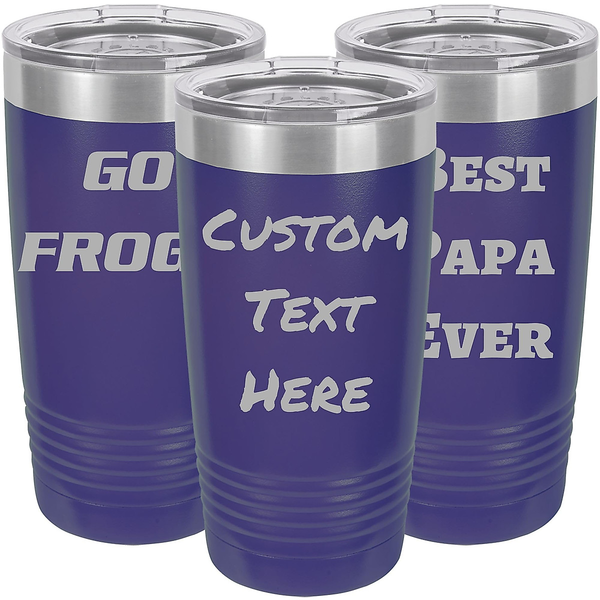 OEZZO Purple Customized Tumblers, Double Wall Personalized Tumblr, Laser Engraved Text with Names for Special Holidays (Purple, 20oz)