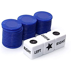 Befantasway Right Left Center Dice Game Set with 3 Dices& 36 Chips - Blue