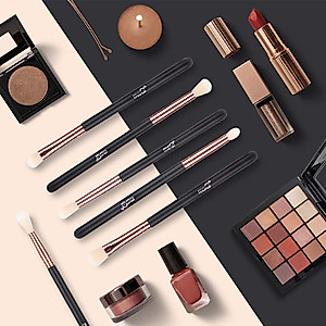 MSQ Eye Brush Set Rose Gold 6pcs Eyeshadow Set Eyebrow Brush Makeup Brushes Eyeliner Brush for Eyeshadow, Eyebrow, Eyeliner, Blending, Concealer, Best for Gifts