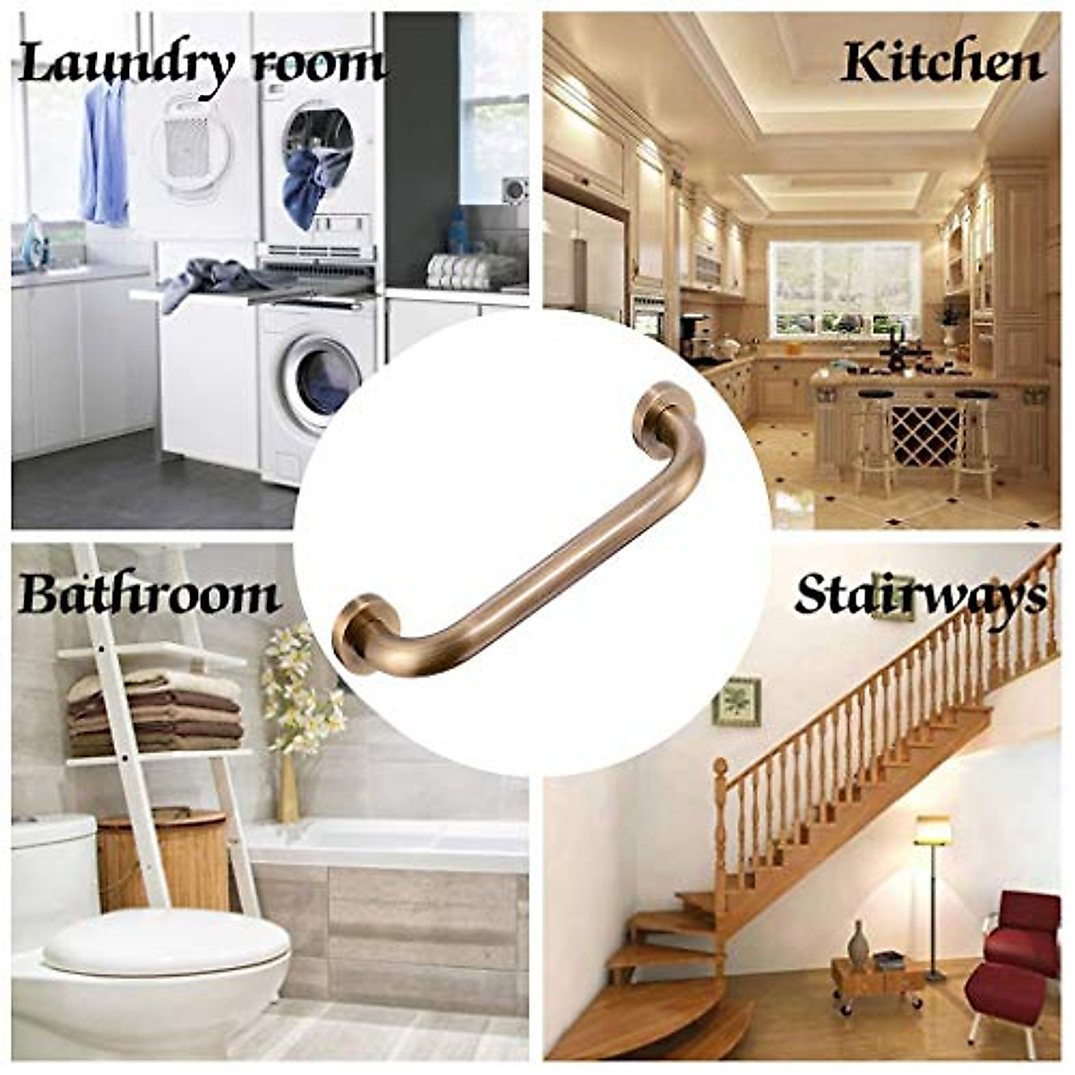 CRODY Bath Wall Attachment Handrails Grab Bar Rails Brass Antique Wall Mounted Grab Bar,Bathroom Shower Anti-Slip Grip,Toilet Bath Safety Anti-Fall Grip for Elderly Disabled, Towel Rack/30Cm