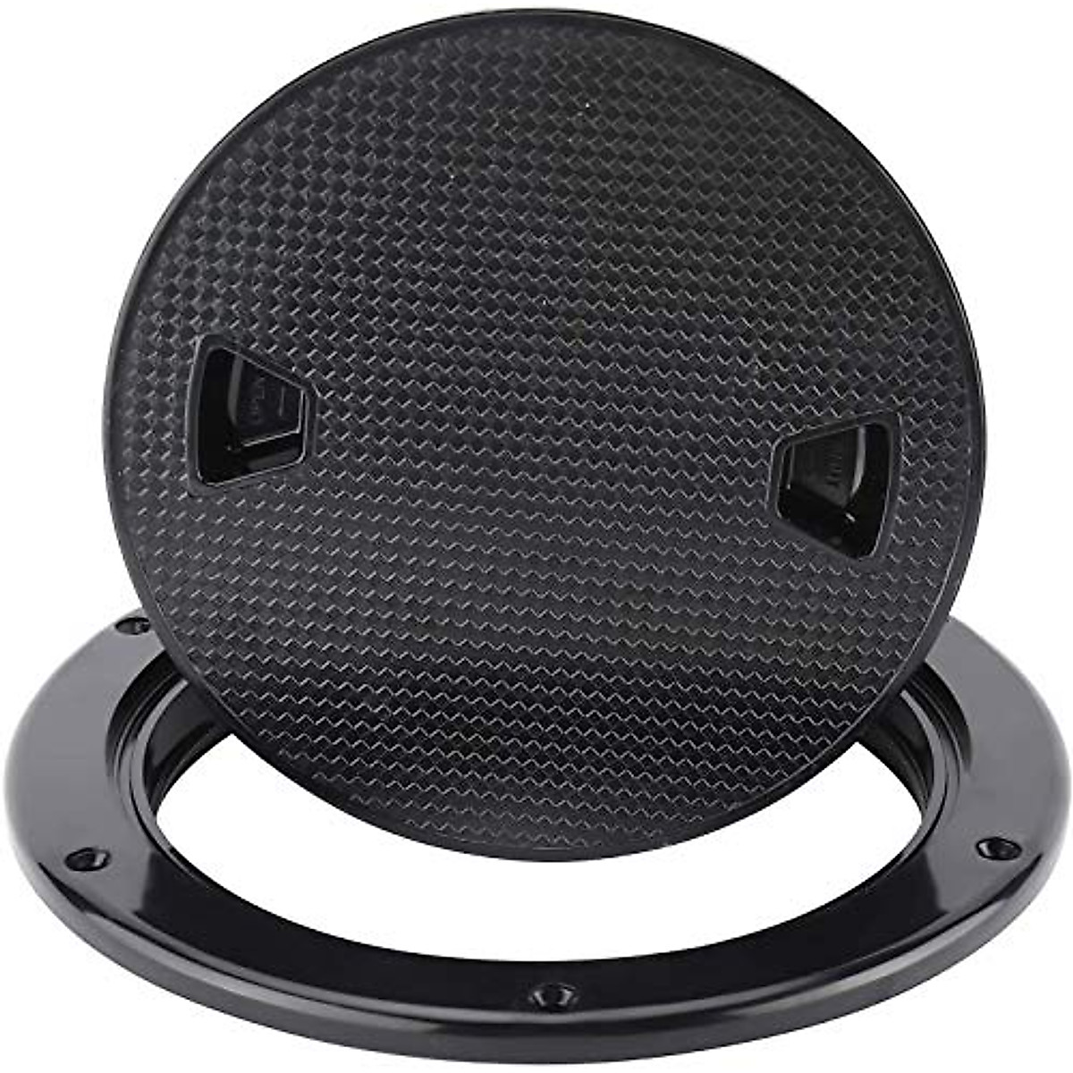YaeMarine 2-Pack 4", 6", 7" Boat Deck Cover Marine Inspection Hatch Deck Plate Access & Lid Round Non-Slip RV Black (6")