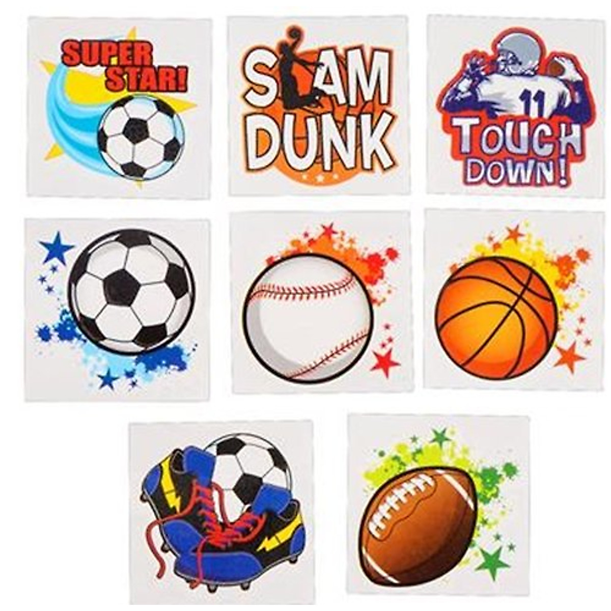 Assorted Sports Tattoos Package of 144