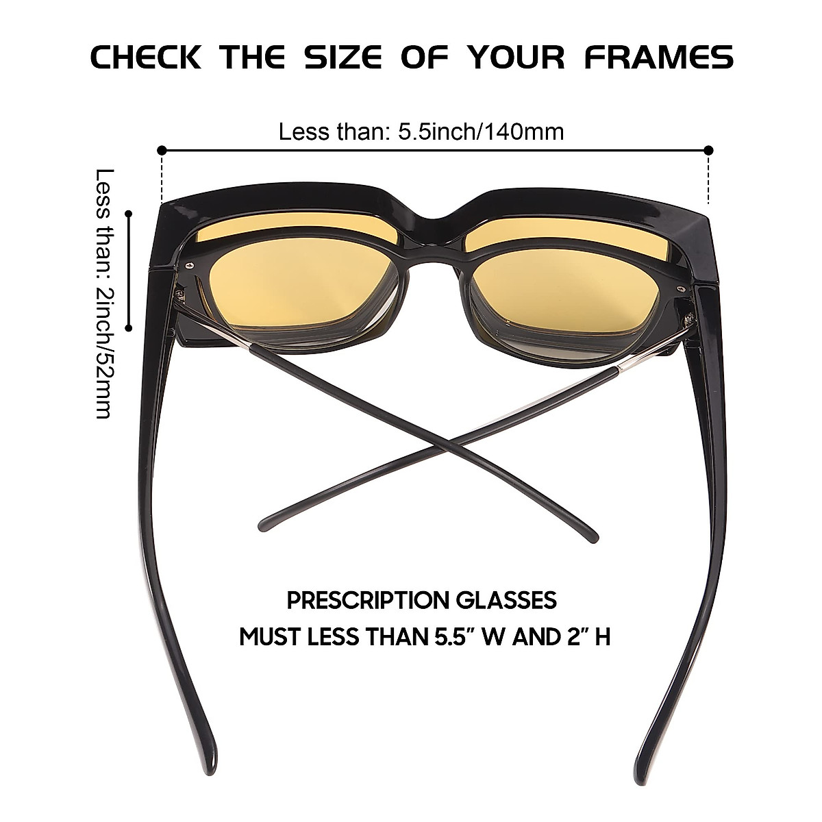 LVIOE Oversized Women Night Vision Glasses for Driving Fit Over Glasses with Polarized Yellow Tinted Lenses LN7519