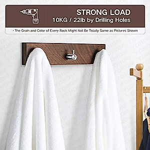 YOHOM Key Holder for Wall Adhesive Coat Hanger with Hooks Wood Hat Rack Wall Mounted Towel Hook Rail Organizer for Robe Washcloth Closet Entryway Door Kitchen Hallway
