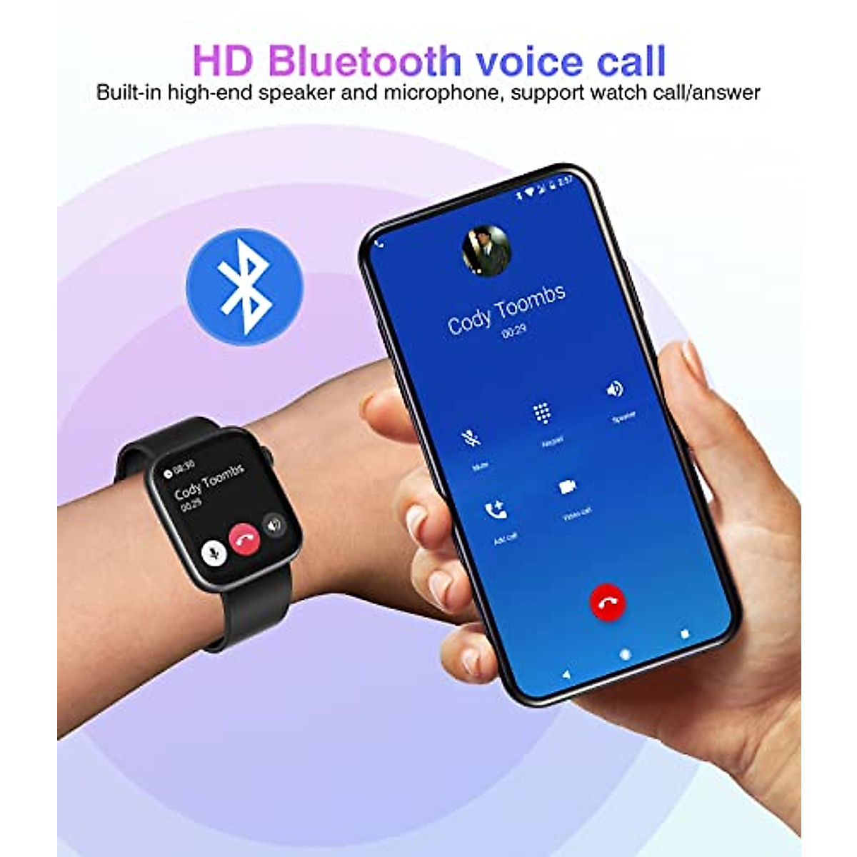 Smart Watch with Bluetooth Call Answer/Dail for Men Women,1.9'' HD Full Touch Screen Fitness Tracker, Smartwatch with Heart Rate Blood Oxygen Blood Pressure Sleep Monitor for Android and iPhone Black