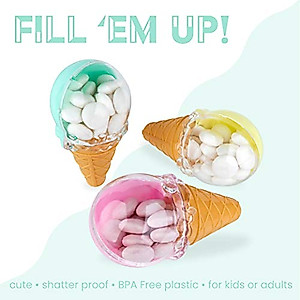 Hammont Ice Cream Shaped Acrylic Candy Boxes - 12 Pack - 2.36"x4.33" - Perfect for Weddings, Birthdays, Party Favors and Gifts | Designer Cute Clear Lucite Plastic Treat Containers