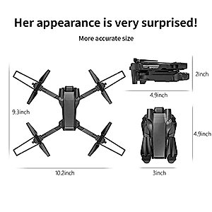 Drones with Camera for Adults 4k HD FPV, Foldable Remote Control Toys Gifts for Kids, with Altitude Hold Headless Mode, Quadcopter with Led Flash Bar, One Key Start Speed Adjustment, 3D Flips