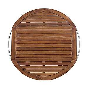 Christopher Knight Home Tillary Tiller Outdoor Acacia Wood Bar Cart Aluminum Accents, Dark Oak/Shiny Powder Coating