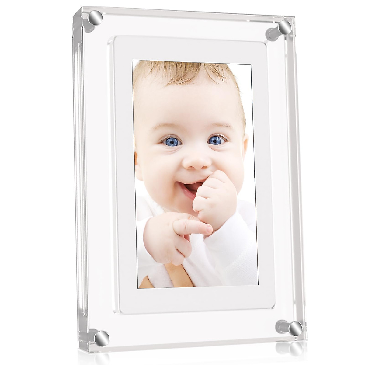Amaboo 7 Inch Acrylic Digital Picture Frame, Motion Video Frame with Latest Transparent Design, Digital Photo Frame with Built-in 1GB Memory and 1500 mAh Battery