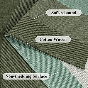 Lahome Washable Green Rugs for Living Room -5x7 Area Rugs Ultra-Thin Woven Boho Rugs Modern Rainbow Rugs for Bedroom, Cotton Reversible Low Pile Carpet for Playroom Dining Room (5'x 7', Green)