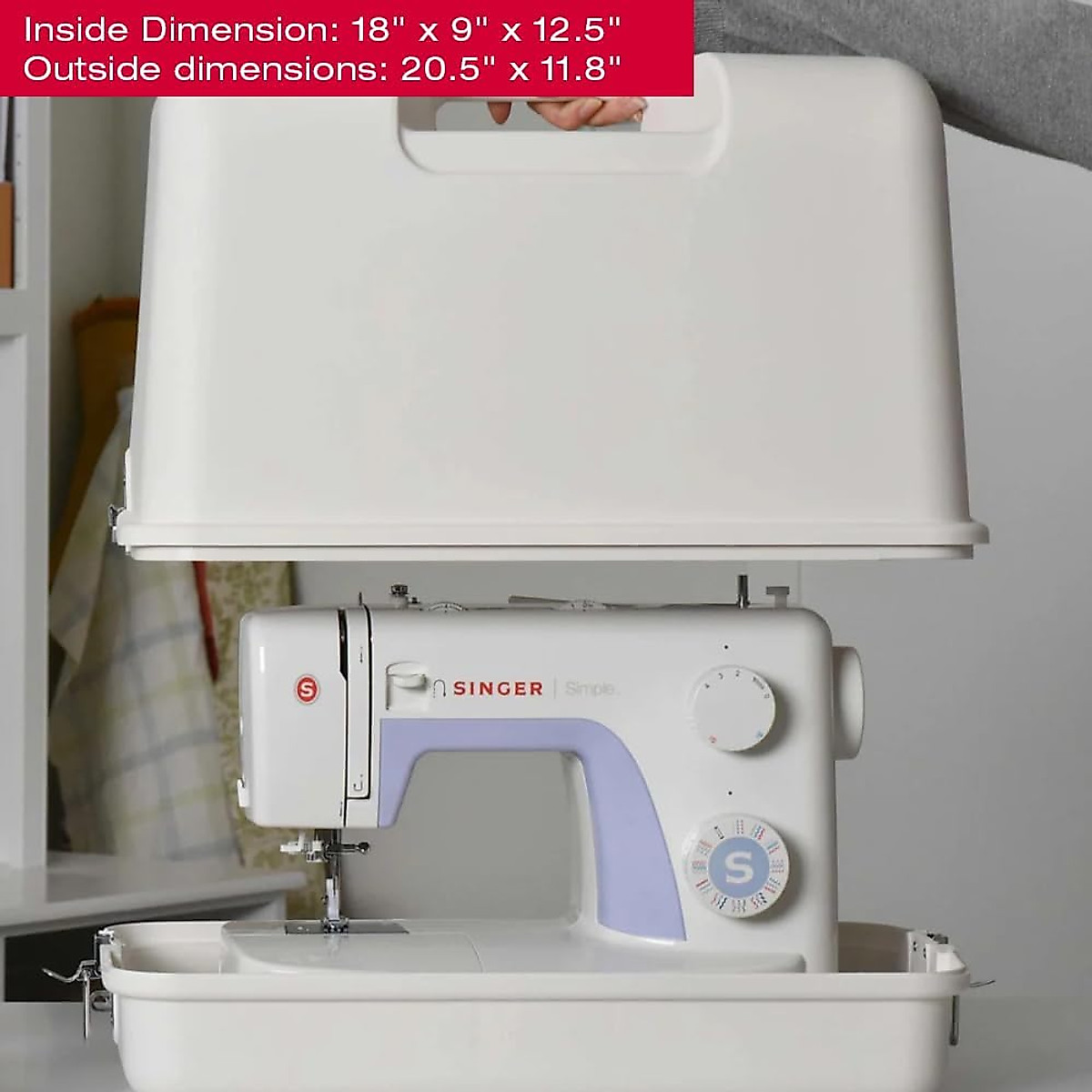 SINGER | Universal Hard Carrying Case, White, Impact Resistant Plastic, Fits Most Free-Arm Portable Sewing Machines - Sewing Made Easy