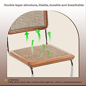 SHINEBOOM Rattan Dining Chairs Set of 2 Mid Century Modern Dining Room Chairs,Brown Rattan seat