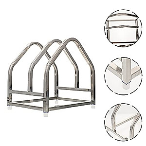 Hemoton Pot Lid Organizer Kitchen Plate Rack Holder Rest Chopping Cutting Board Holder Stand Storage Chopping Board Pots Pans Serving Trays (Sliver)