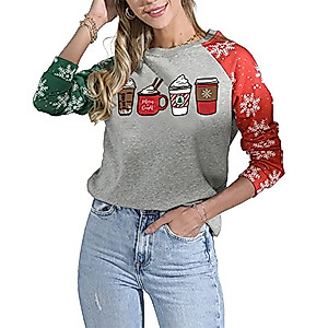 Christmas Sweatshirt Women Merry and Bright Christmas Shirt Funny Cute Ice Cream Graphic Tee Xmas Holiday Shirts