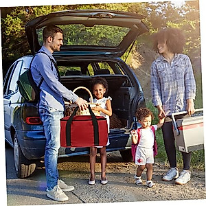 ULTECHNOVO Pizza Cake Insulation Travel Carry on Bag Picnic Basket for Car Organizer Bag Pizza Carrier Insulated Car Heaters Portable Insulated Food Carrier Portable Cake Storage Bag Red