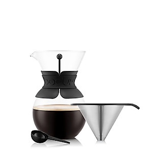 Bodum Pour Over Coffee Maker with Permanent Filter, Black, 34 oz.