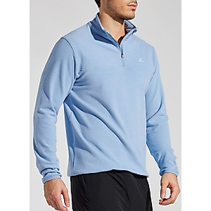 Willit Men's Fleece Pullover Golf Quarter Zip Sweaters Cold Weather Hiking Thermal Shirt Jacket Blue M