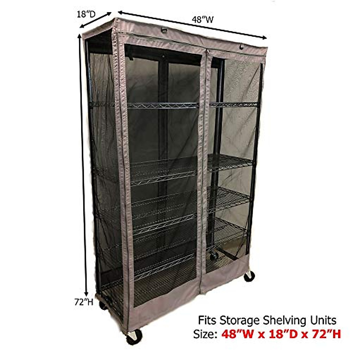Formosa Covers Storage Shelving Unit Cover fits Racks 48" Wx18 Dx72 H Netting (Cover only)