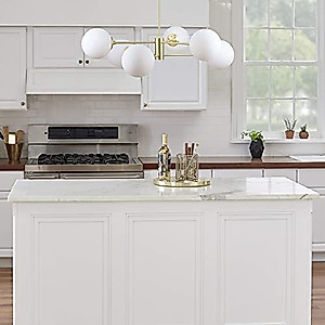 Linea di Liara Caserti Gold Sputnik Chandelier Modern Ceiling Light 6 Glass Globe Lights Mid Century Modern Chandelier for Dining Room Kitchen Bedroom Sputnik Light Fixture, UL Listed