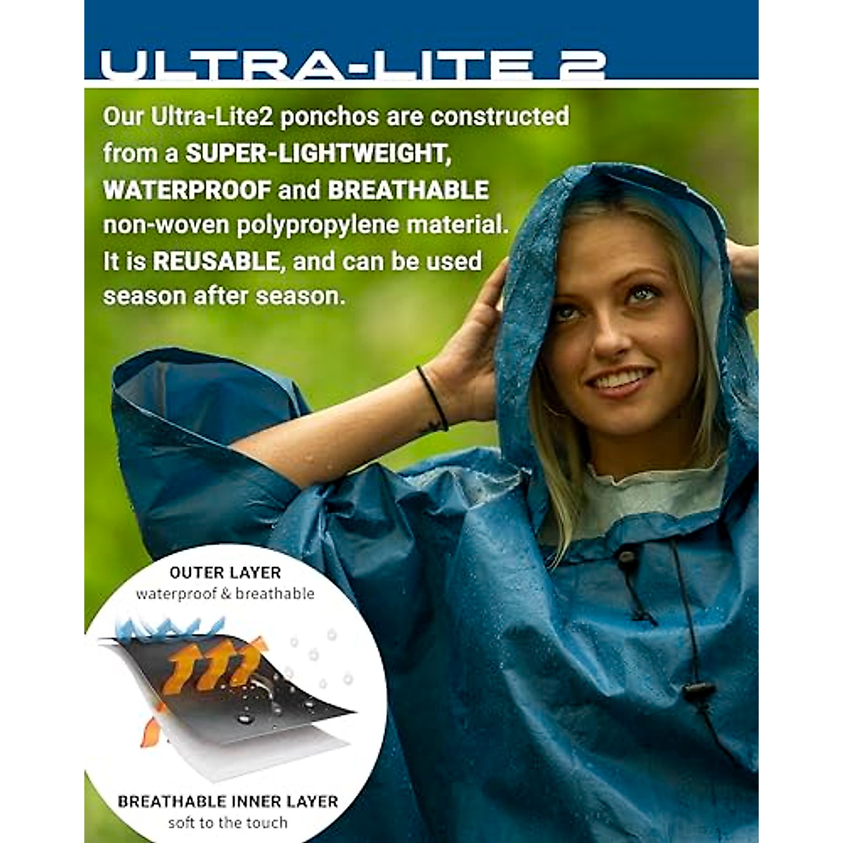 FROGG TOGGS Ultra-Lite2 Reusable Waterproof Breathable Poncho