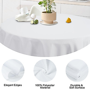 GFCC 48 Inch Round Tablecloth - Round Polyester Tablecloth Round Table Cover Table Cloth for Event Wedding Birthday Party Banquet Restaurant, White