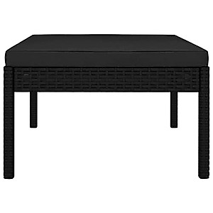 vidaXL Patio Lounge Set Poly Rattan Wicker Black 3-Seat Garden Backyard Sofa