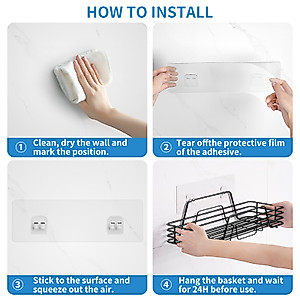 Adhesive Shower Caddy Organizer Shelves Rack-5 Pack Corner Bathroom Storage Organization, Home & Kitchen Decor Inside RV Accessories, Hanging First Apartment Household Camper Essentials (black)