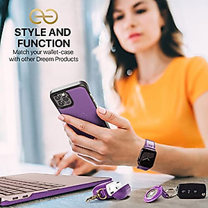 Dreem Fibonacci 2-in-1 Wallet Case for Apple iPhone 14 Pro - Luxury Vegan Leather, Magnetic Detachable Shockproof Phone Case, RFID Card Protection, Magsafe Compatible - Purple