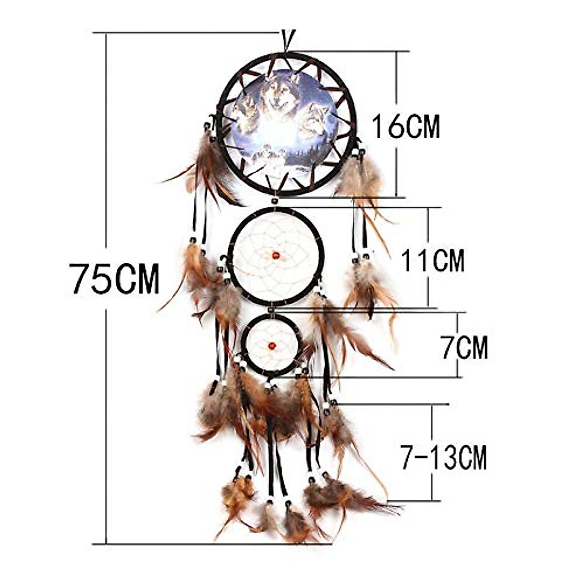 Indian Feather - Home Wall Hanging Decoration Wolf Pattern Ornament Dream Catcher with Feathers Z7 - Accessories Garden Health Weddings Girls Beauty Computers Events Phones Sports Toys El