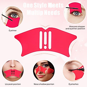 Idefair Nose Contour Stencil Shadow Tool, 4 in 1 Reusable Silicone Nose Contour Shadow Highlighter Template Brush Tool, Multi-Functional Makeup Applicator for Nose Eyeliner Shadow Lip