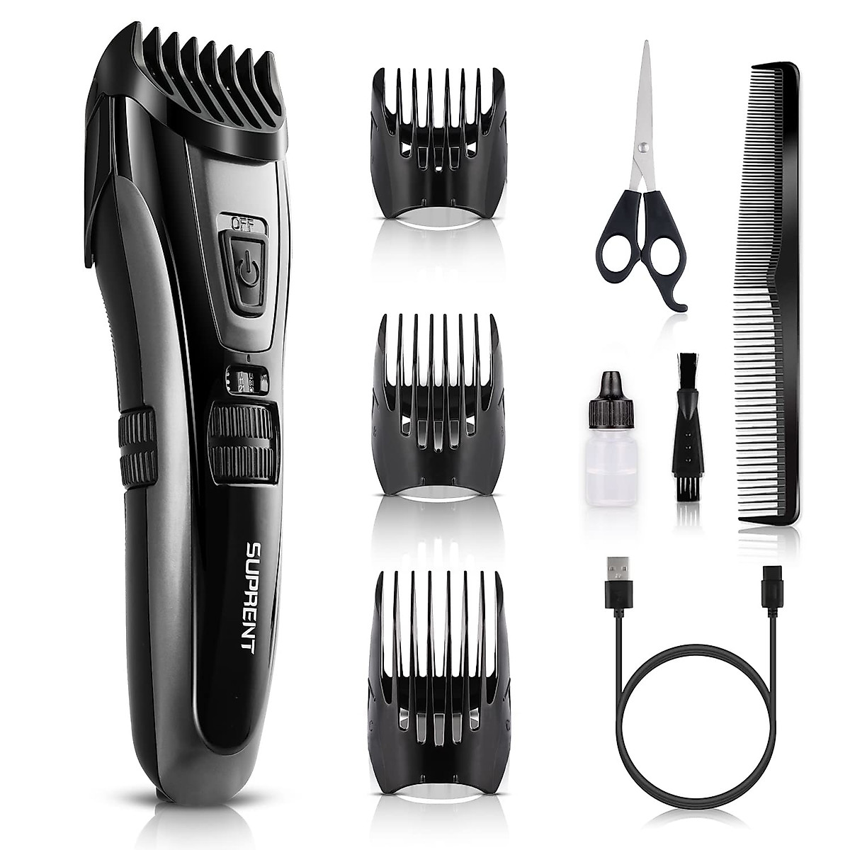 SUPRENT Professional Beard Trimmer for Men with Precision Dial, Cordless Hair Mustache Trimmer with 57 Adjustable Precision Lengths, USB Quick Charge