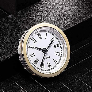 Hicarer 2.4 Inch (61 mm) Quartz Clock Fit-up/Insert with Roman Numeral, Quartz Movement (Gold Rim)