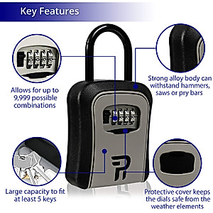 Key Lock Box for Outside - Realtor Lockbox for House Keys Outdoor - Combination Key Hiders to Hide a Key Safe Storage