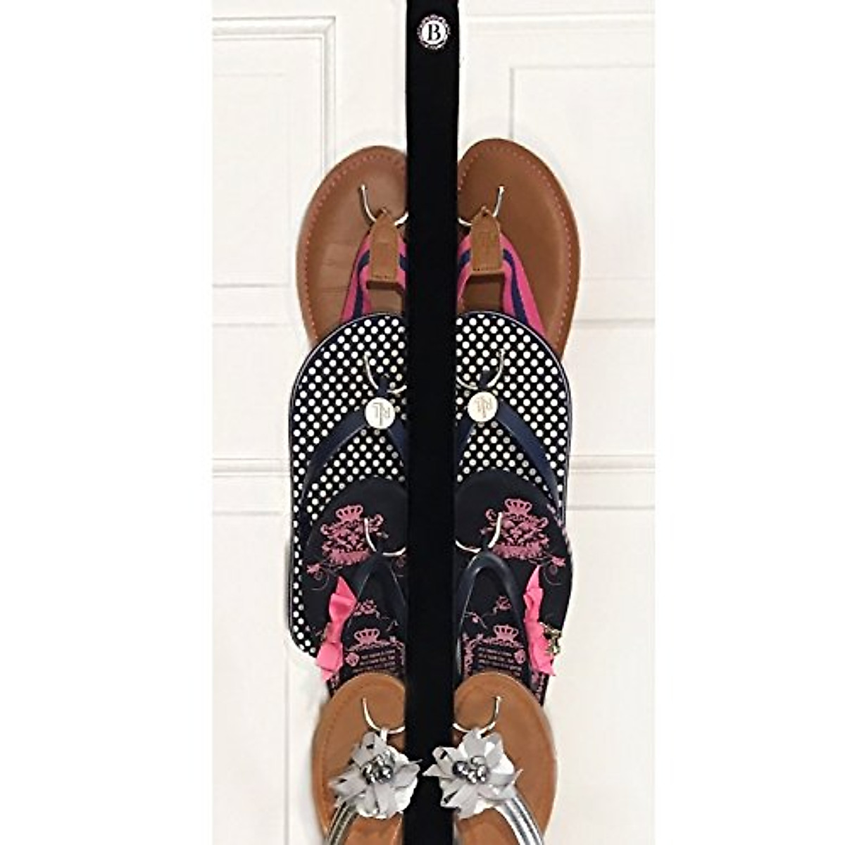 New- Flip Flop and Sandal Hanger by Boottique - Black Velvet Ribbon with Metal Hooks