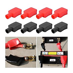 zipelo 8 Pieces Battery Terminal Covers, Red & Black Soft Insulating Rubber Sleeves, Auto Positive and Negative Cable Covers, Battery Terminal Protector Caps for Boats Cars Electric Bikes Trucks