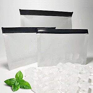 Ulifebetter 3 Pcs Reusable Ice Storage Bags with Secure Zip, 10"*7"*2.5"Freezer Bags Clear Ice Cube Storage Bags Freezer Storage Bags Ice Holder for Ice and Food Storage