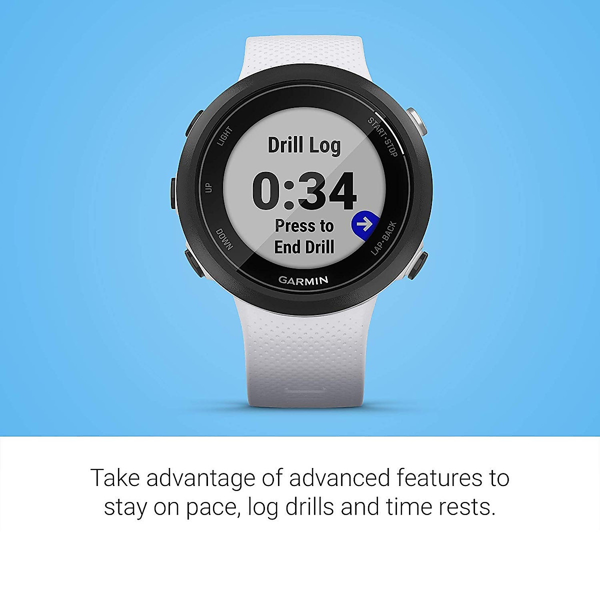 Wearable4U - Garmin Swim 2 GPS Swimming Smartwatch with Power Pack Bundle (Whitestone)