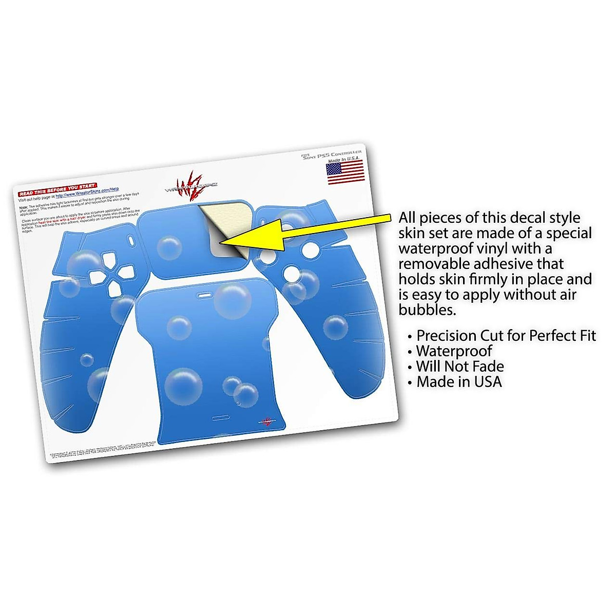 WraptorSkinz Skin Wrap compatible with Sony PS5 DualSense Controller Bubbles Blue (CONTROLLER NOT INCLUDED)