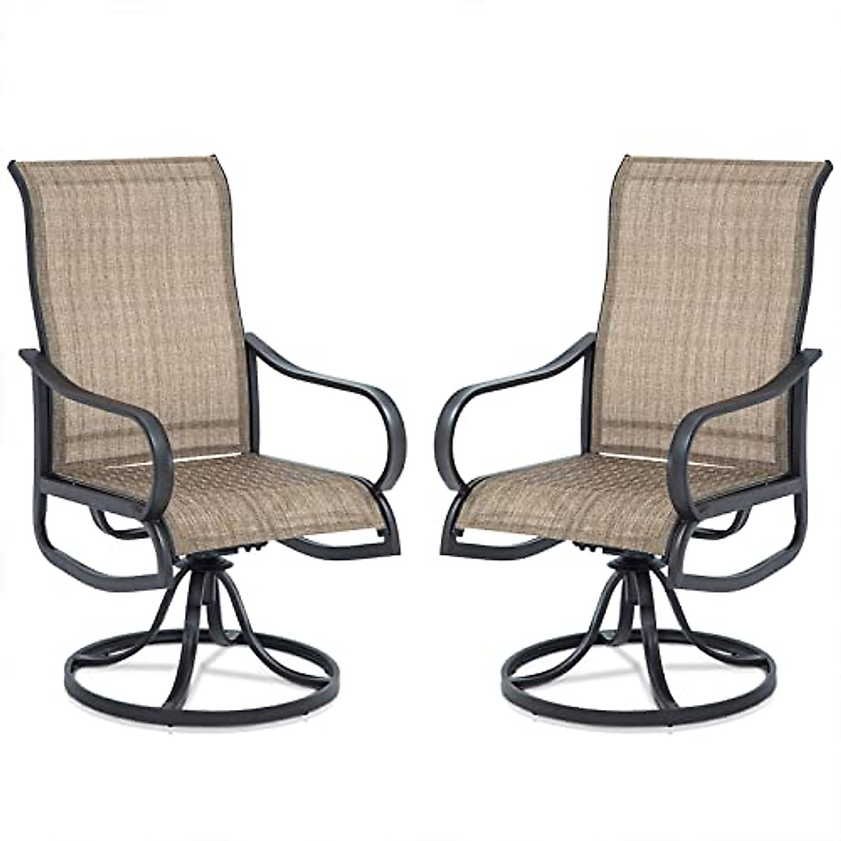 VONZOY Patio Swivel Chairs Set of 2, High Back Outdoor Dining Chair with Textilene Mesh Fabric for Lawn Garden Backyard