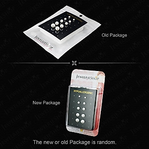 JewelrieShop Faux Pearl Earrings Hypoallergenic Stainless Steel Imitation Stud Pearl Earrings for Women - 5 Pairs (White)