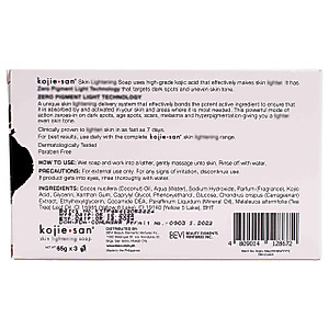 Kojie San Skin, Body, and Facial Brightening Soap - Original Kojic Acid Soap, Dark Spot Remover Bar Soap with Coconut & Tea Tree Oil - 65g x 3 Bars