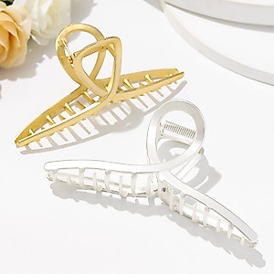 Brinie Hair Claw Clips Gold Metal Clips Claw Large Hair Clip for Thick Thin Hair Hair Accessories for Women and Girls (2PCS)