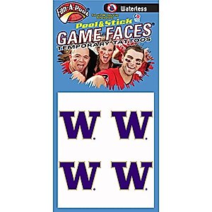 Fan-A-Peel Washington Waterless Temporary Tattoos - Hypoallergenic Peel and Stick Waterproof Temporary Tattoos - Officially Licensed