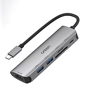 Zhubobo 6 in 1 Multiport Type C HUB Thunderbolt 3 Dongle Adapter with HDMI USB TF SD Card Reader PD 3.0 Charging Port