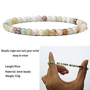 SONNYX 12 Pieces 4mm Mini Gemstone Bracelets for Women Men Natural Stone Bracelets Handmade Crystal Beaded Stretch Bracelet Unisex Couple Bracelets