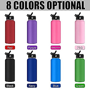 Farmelov Personalized Water Bottles Custom Name Insulated Water Bottle with Straw, Engraved Waterbottle Customized Gifts for Kids School Girls Boys Men Women - 24oz