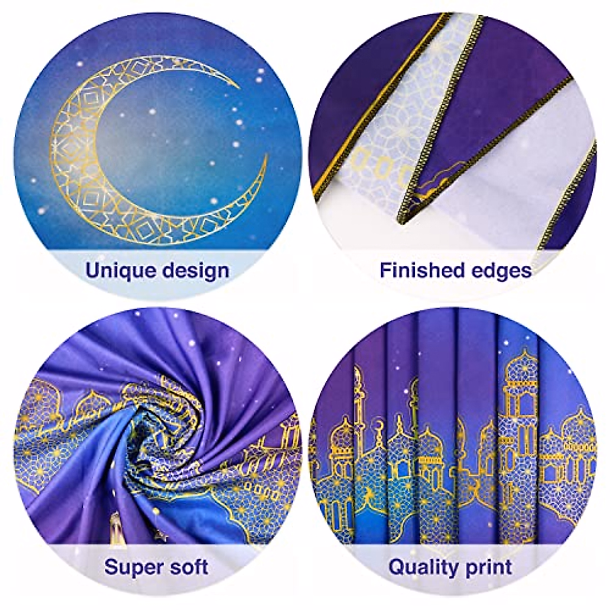 9x5Ft Ramadan Table Cloth EID Table Cover for Islamic Wedding Birthday Home Decorations Crescent Moon Star Lantern Starry Night Sky Tablecloths Tablecover for Table Decoration Islamic Party Supplies