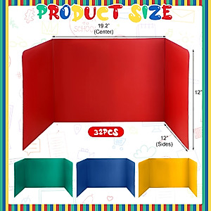Desk Dividers for Students Privacy Boards Classroom Privacy Folders for Student Desks Testing Privacy Panel Partitions Study Carrel Desk Trifold Privacy Panel for Student, 4 Colors (32 Pieces)