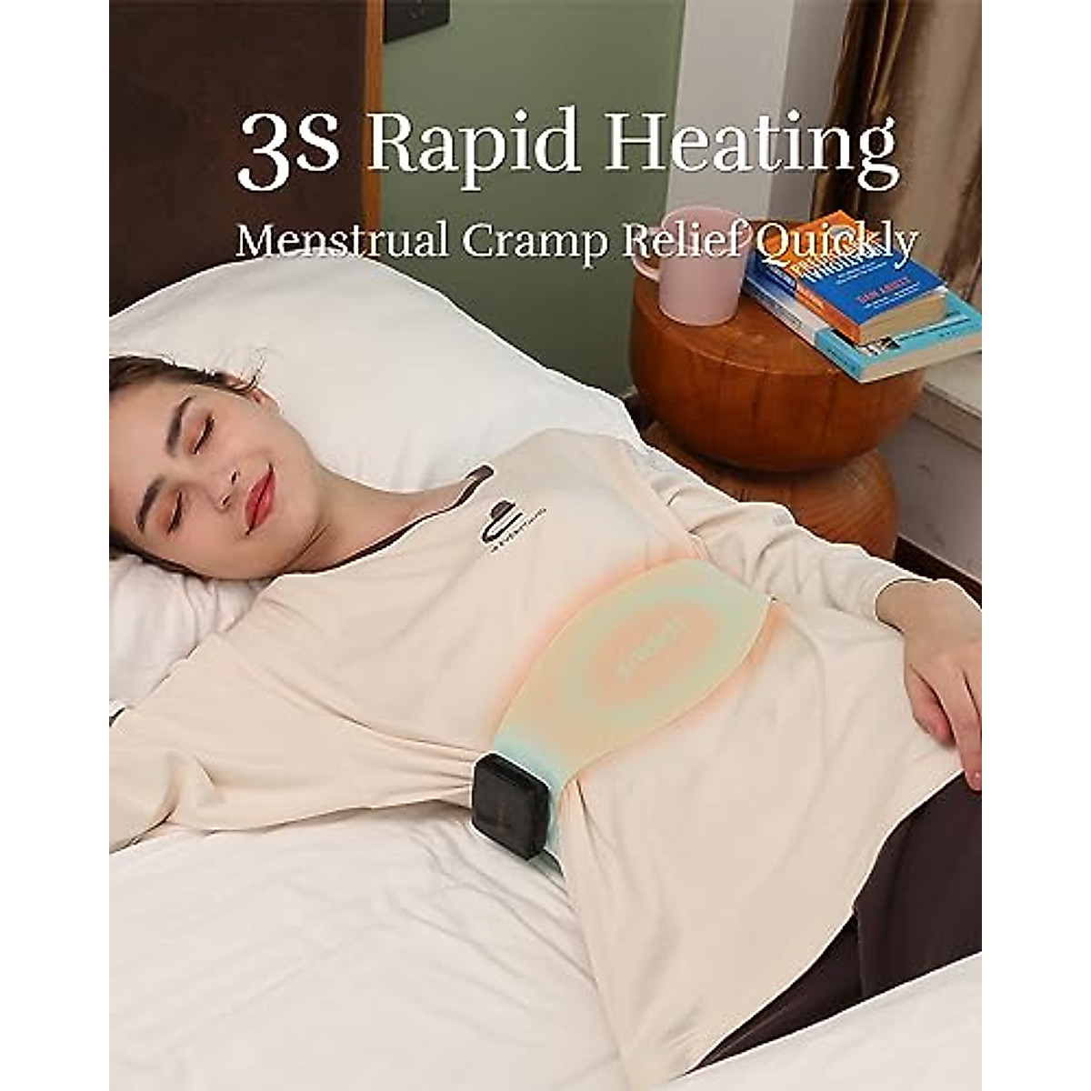 Portable Cordless Heating Pad, Heating Pads for Cramps with 3 Heat Levels, Portable Electric Fast Heating Belly Wrap Belt for Women and Girl