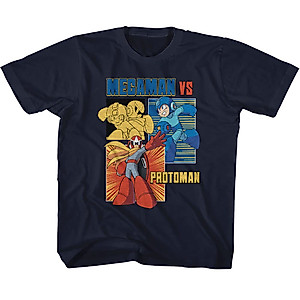 Mega Man T Shirt Mega Man Vs. Protoman Toddler Short Sleeve T Shirt Gaming Vintage Style Graphic Tees Navy